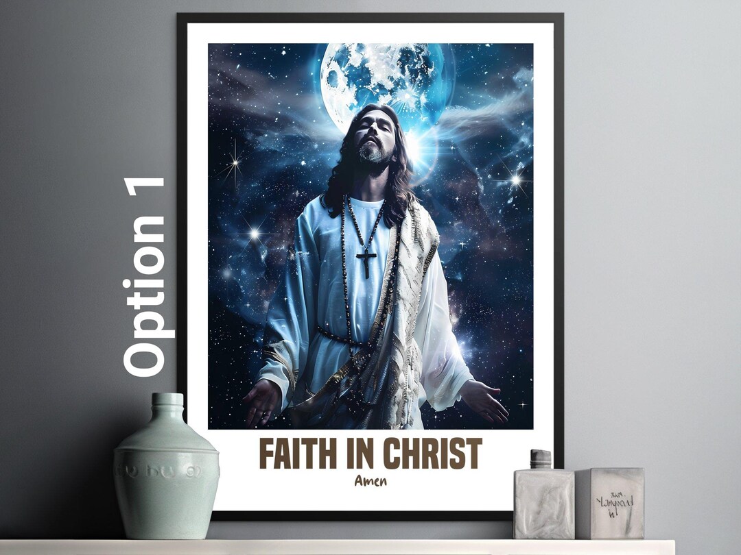 Jesus Christ Wall Art, Religious Christian Decor, Moonlit Jesus Poster ...