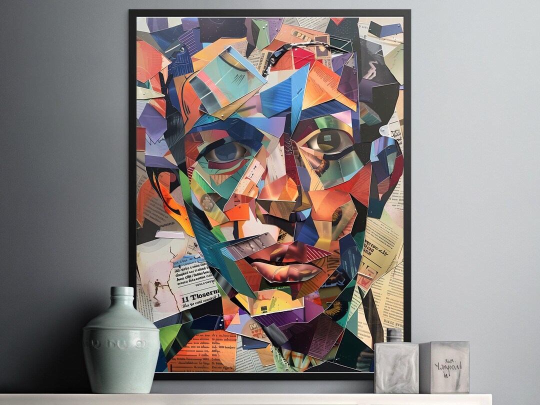 Abstract Face Wall Art, Colorful Modern Portrait Poster, Contemporary ...