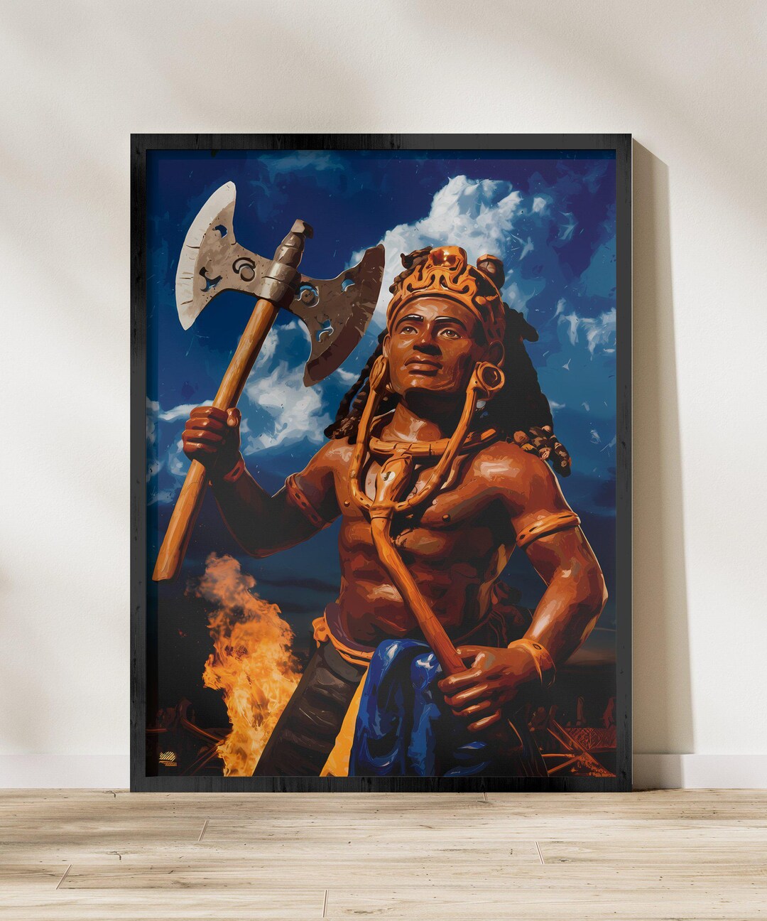Orisha Wall Art, Yoruba Deity Decor, African Santeria Print, Shango God ...