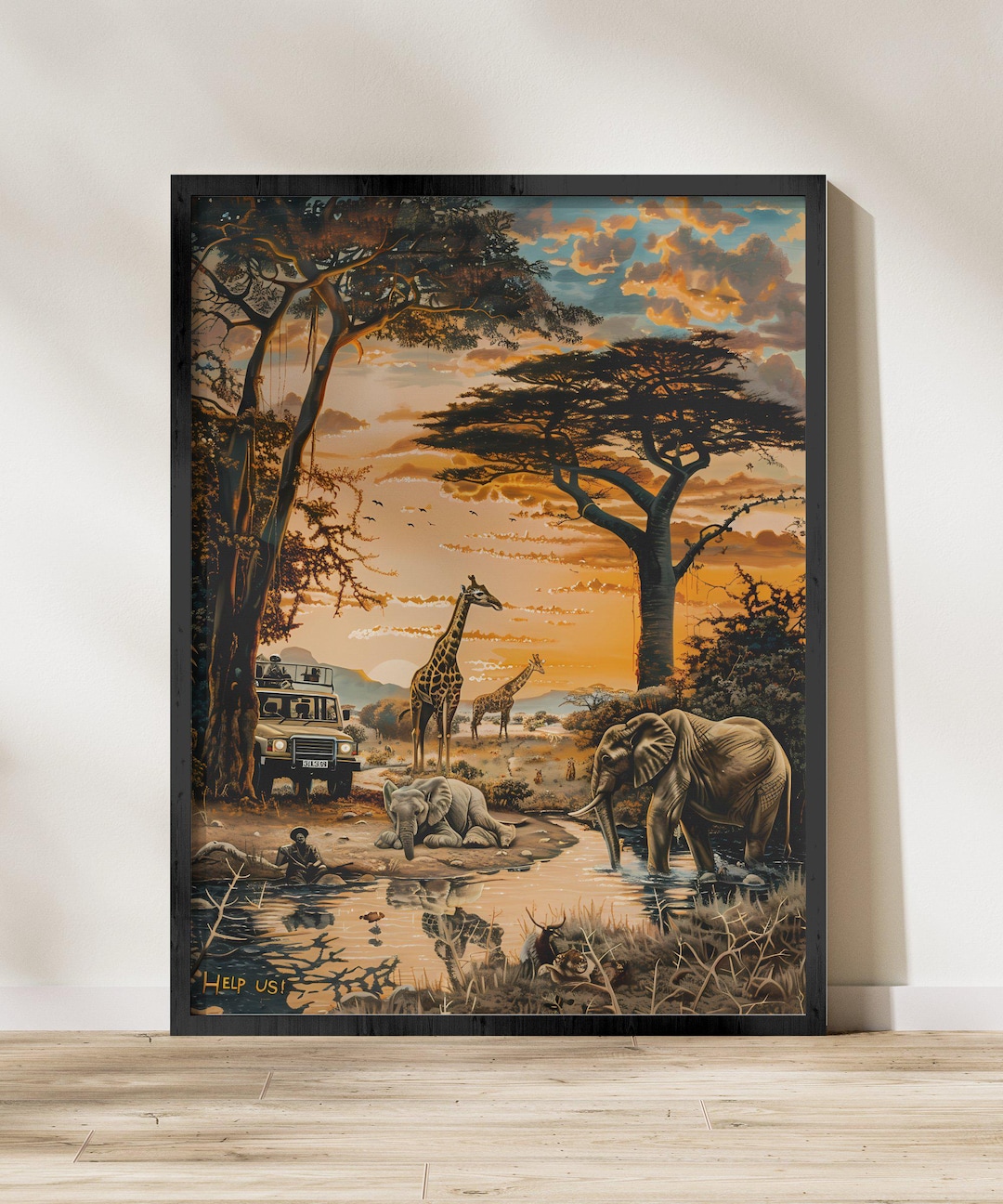 African Safari Wall Art, Wildlife Painting Print, Nature Adventure ...