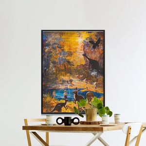 Australian Wildlife Wall Art, Aboriginal Art Print, Kangaroo Giraffe ...