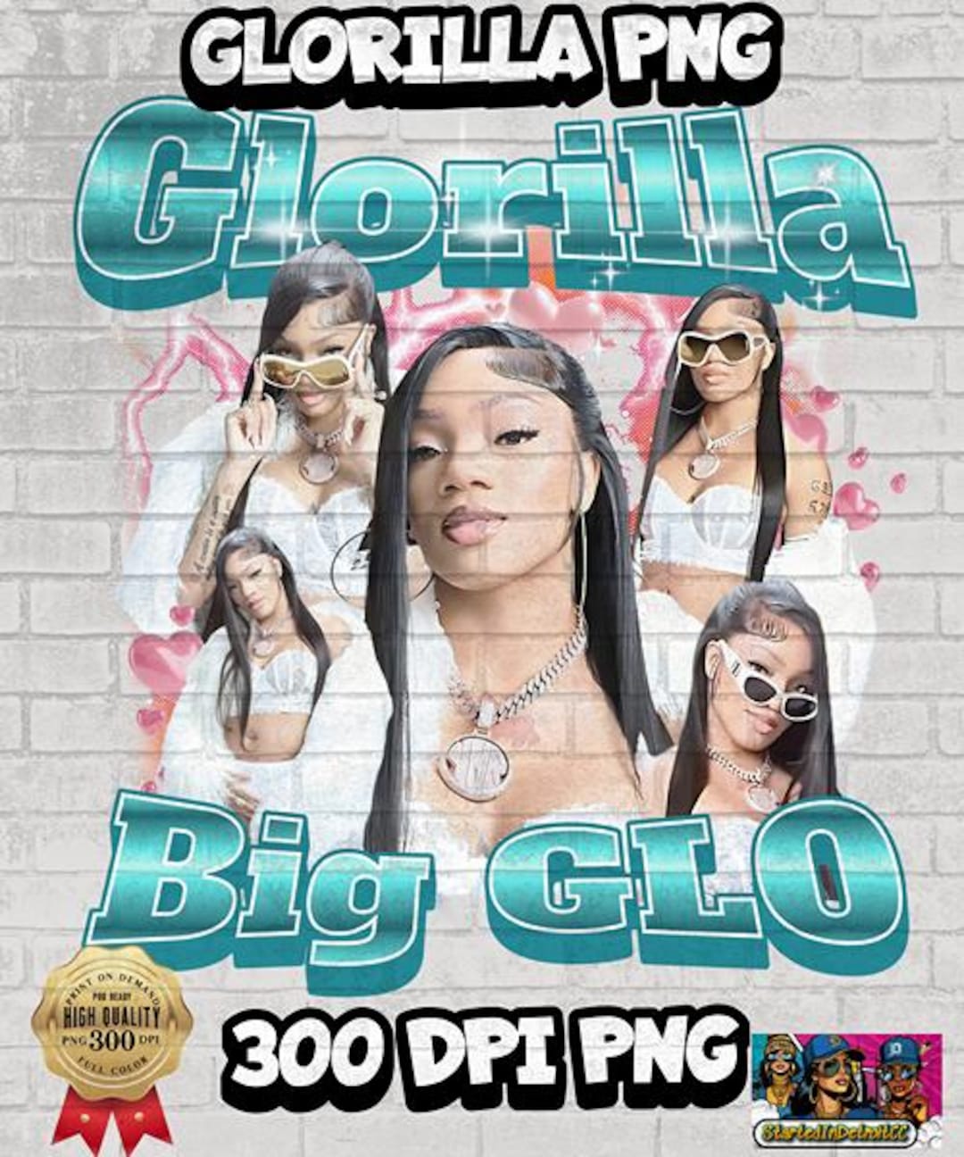 Glorilla Big Glo PNG Bootleg Hip Hop T-shirt Design PNG– Retro 90's ...