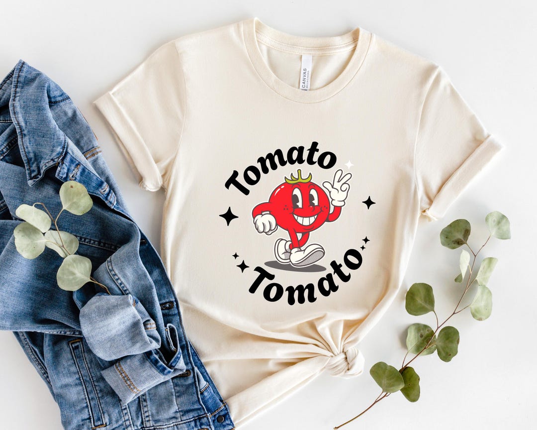 Tomato Tomahto Shirt Black Text Tomayto Funny Rubberhose Cartoon Silly ...