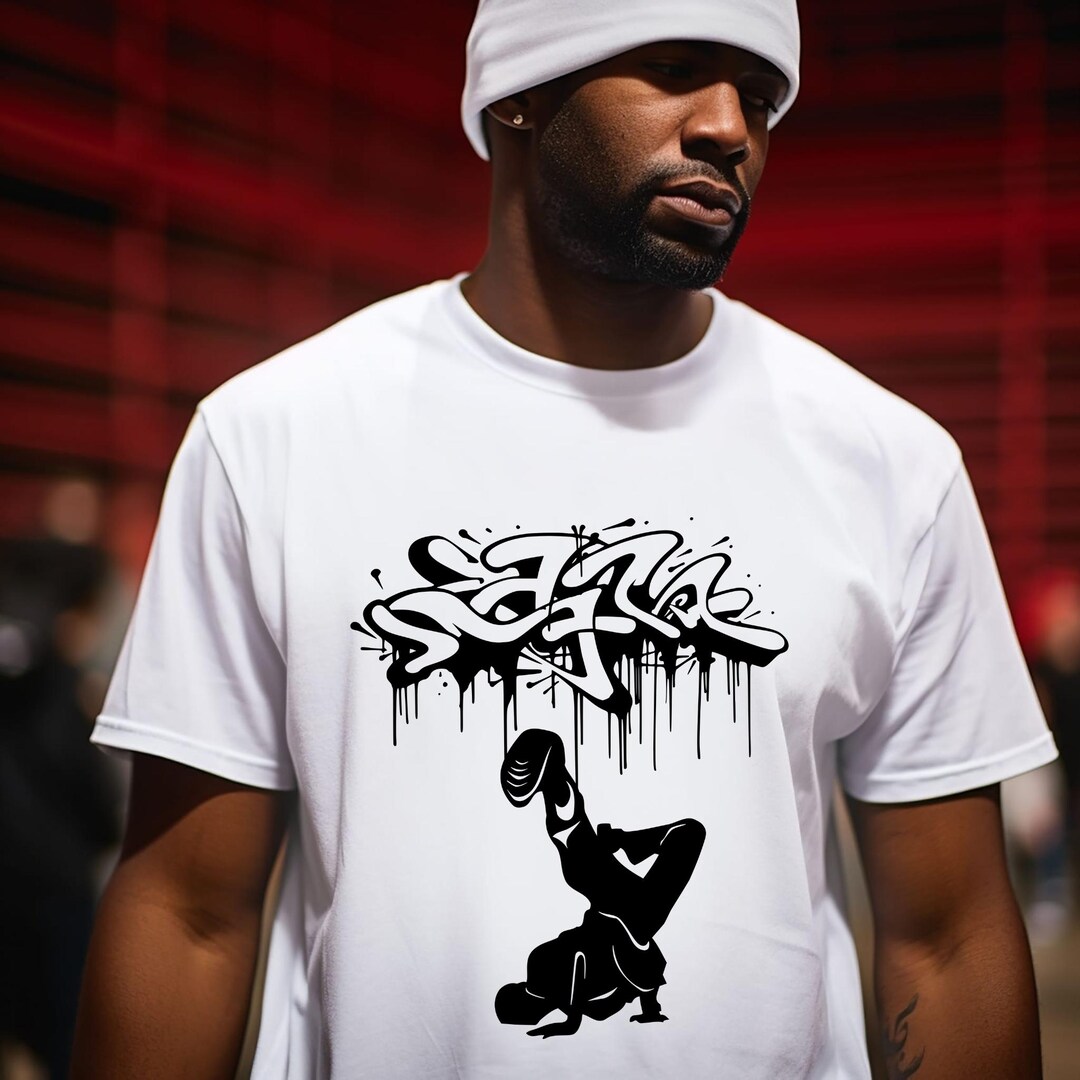 Graffiti Lettering Hip Hop T-shirt, Stylish Breakdance Design for ...