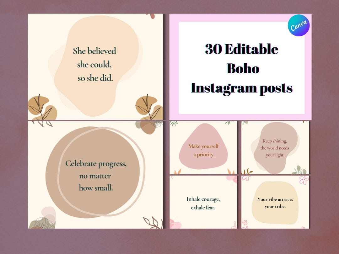 30 Editable Boho Instagram Templates | Canva Quotes for Self-love ...