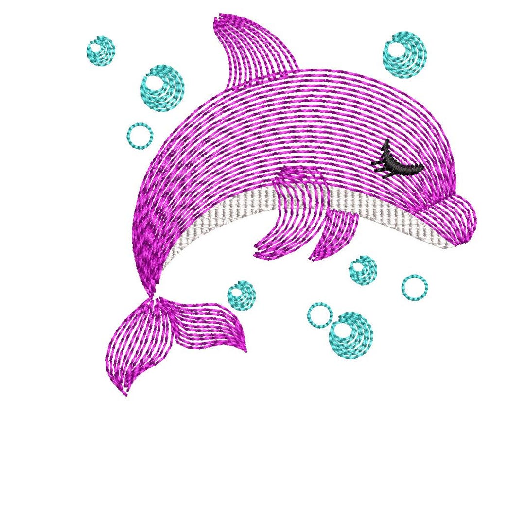 Cute Dolphin in Purple Embroidery Design - Etsy