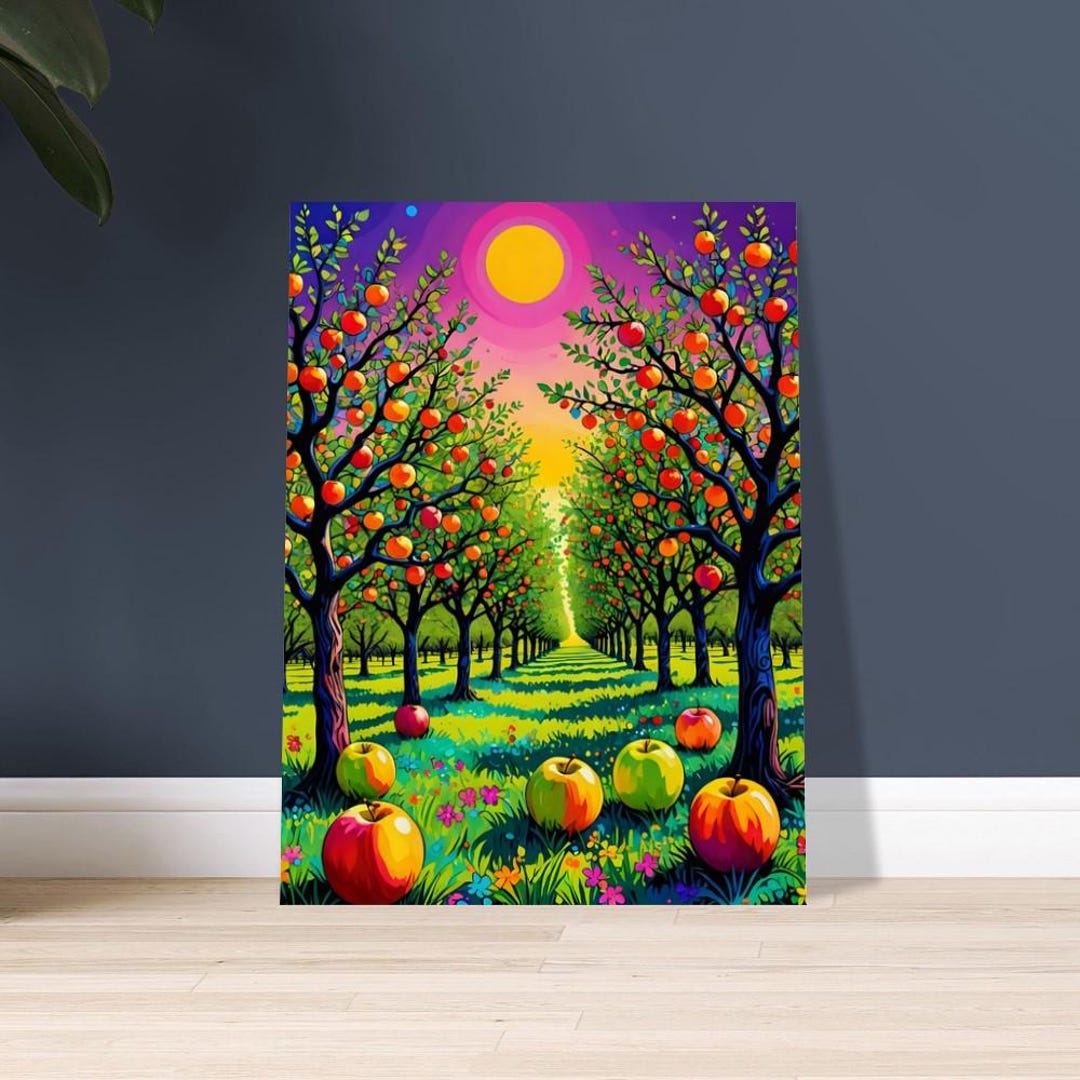 Premium Psychedelic Orchard Poster - Etsy