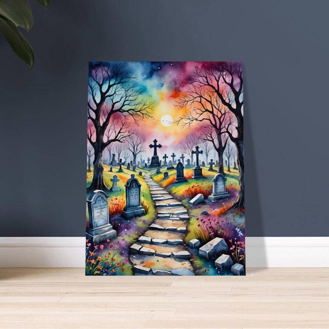 Premium Psychedelic Graveyard Poster - Etsy