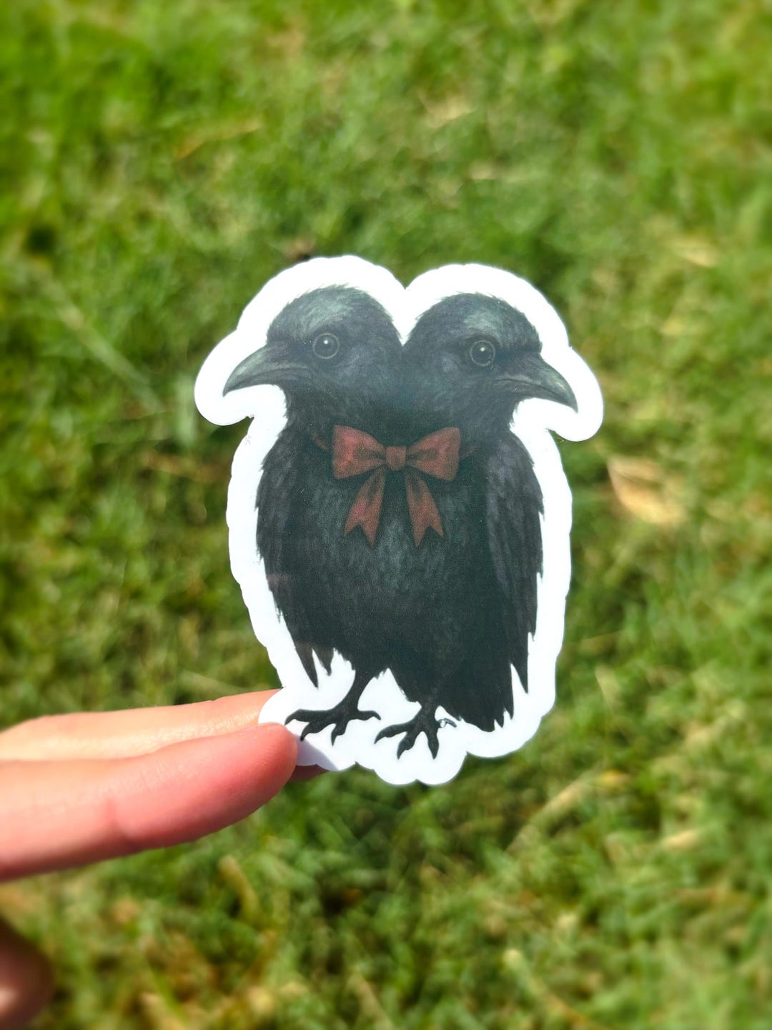 Two Headed Crow Sticker - Creepy Crow Sticker, Weird Raven Sticker, Odd ...