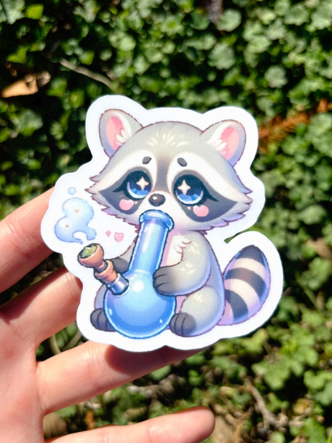 Bong Smoking Raccoon Sticker Cute Stoner Animal Sticker, Funny Weed ...