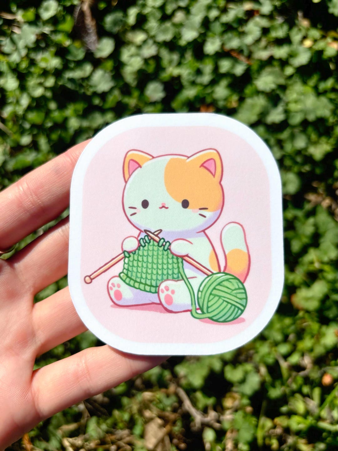 Knitting Kitty Sticker - Kawaii Knitting Vinyl Decal, Adorable Sewing ...