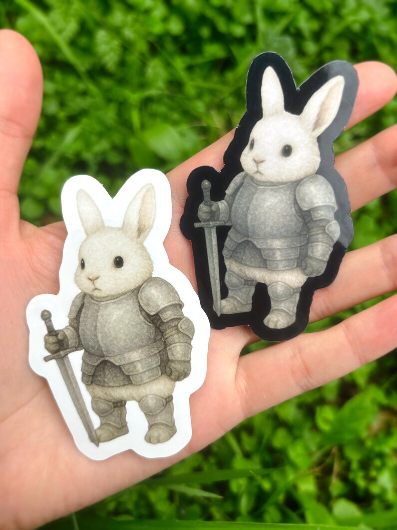 Bunny Knight Sticker: Medieval Rabbit in Armor & Sword - Etsy