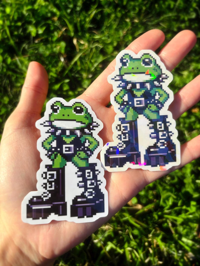 Goth Frog Vinyl Sticker - Holographic Punk Frog Sticker, Cute Queer ...