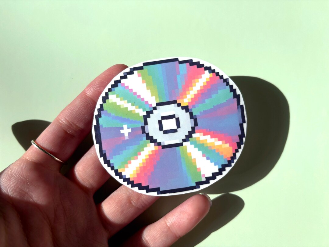 Pixel Art CD Vinyl Sticker Rainbow Retro DVD Sticker - Etsy