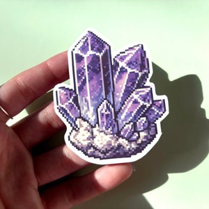 Pixel Art Amethyst Vinyl Sticker - Crystal Cluster Geology Sticker - Etsy
