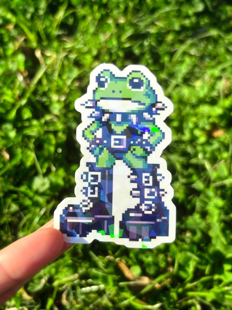 Goth Frog Vinyl Sticker - Holographic Punk Frog Sticker, Cute Queer ...