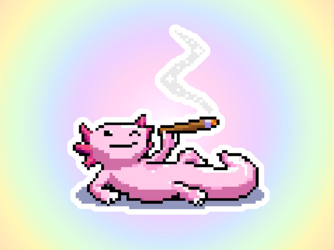Funny Smoking Axolotl Vinyl Sticker - Adult Weed, Marijuana, Pot, Mary ...