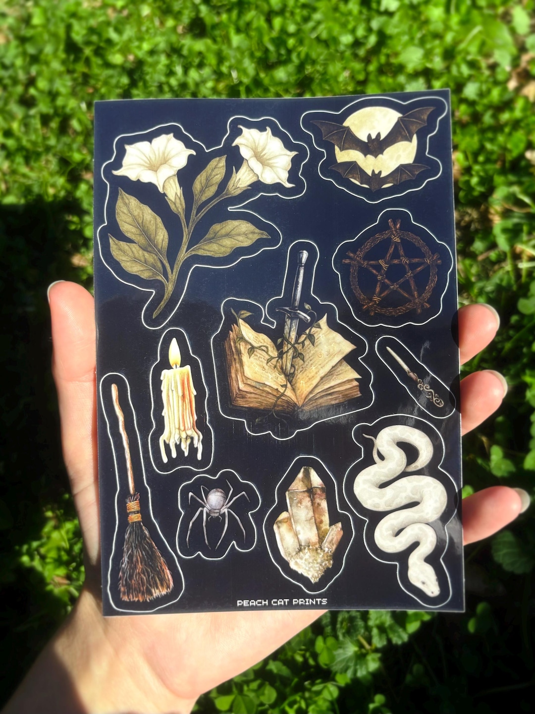 Witchy Grimoire Sticker Sheet - Dark Illustrated Sticker Sheet ...