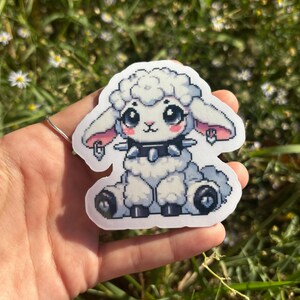 Goth Lamb Sticker Holographic Lamb Sticker, Cute Pixel Art Punk Lamb ...