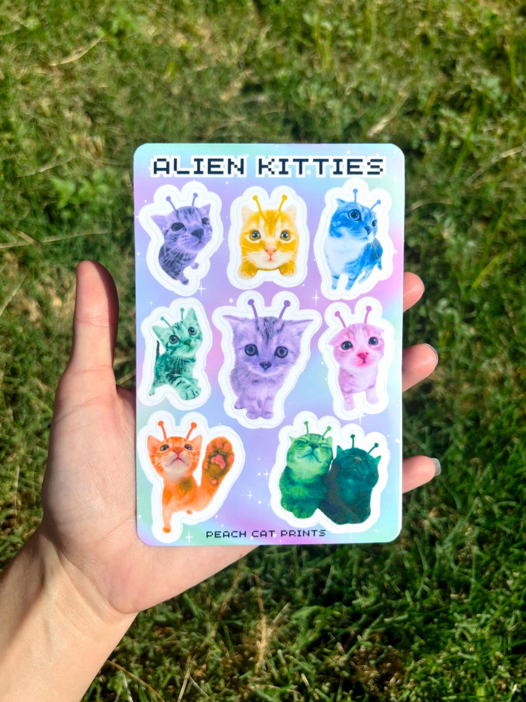 Alien Cat Sticker Sheet - Alien Animal Sticker Sheet, Kawaii Alien ...