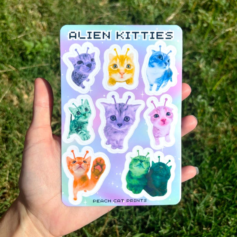 Cute Cat Alien Stickers - Etsy