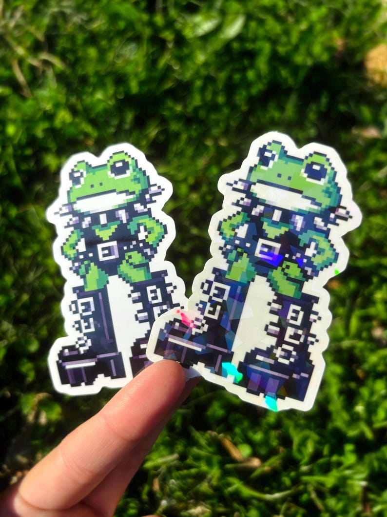 Goth Frog Vinyl Sticker - Holographic Punk Frog Sticker, Cute Queer ...