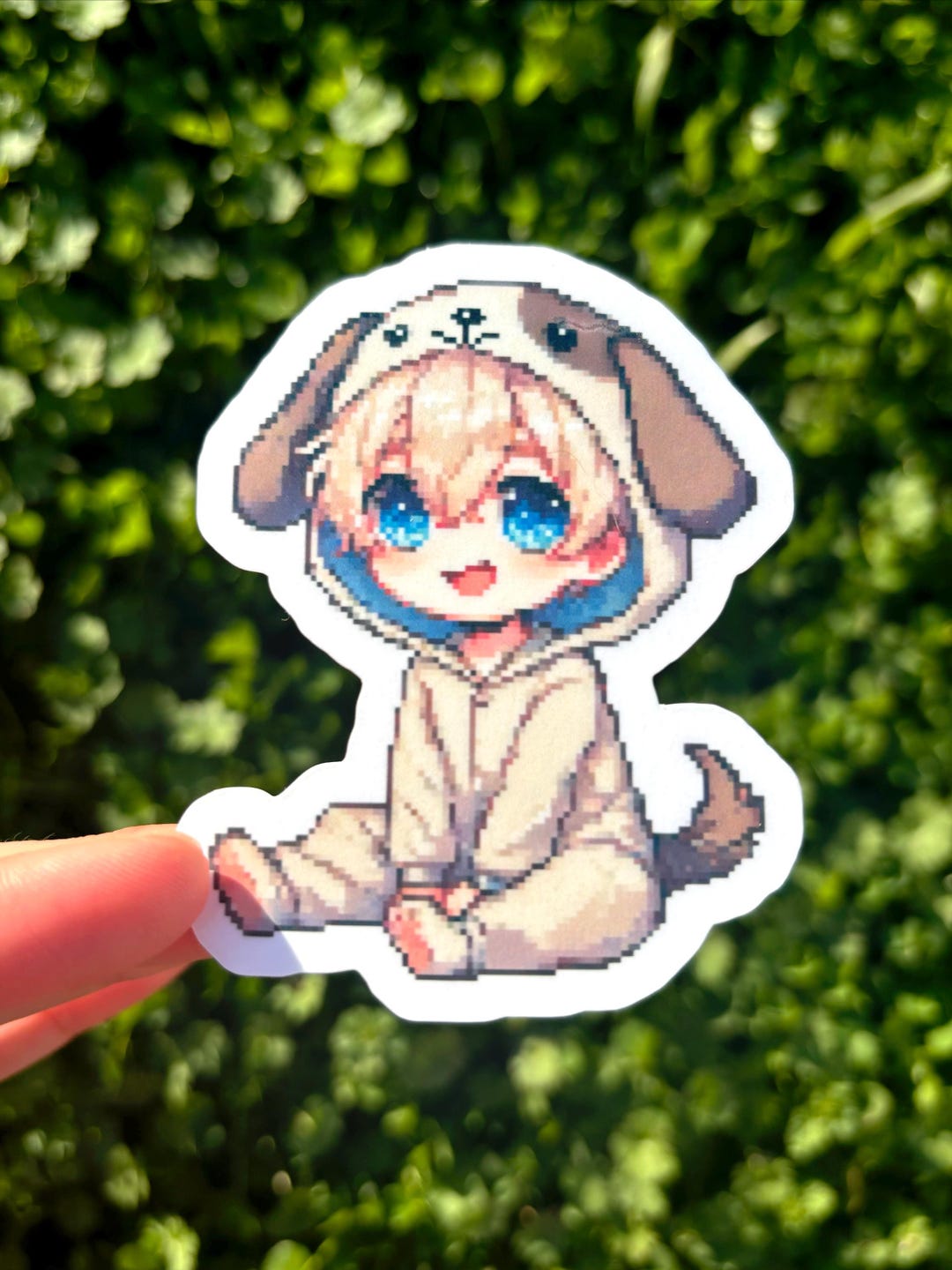 Chibi Dog Boy Sticker - Holographic Puppy Sticker, Kawaii Dog Sticker ...