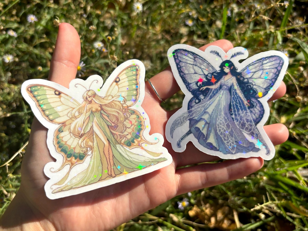 Earth & Moon Moth Fairy Sticker Pack - Holograpic Fairy Sticker Set ...