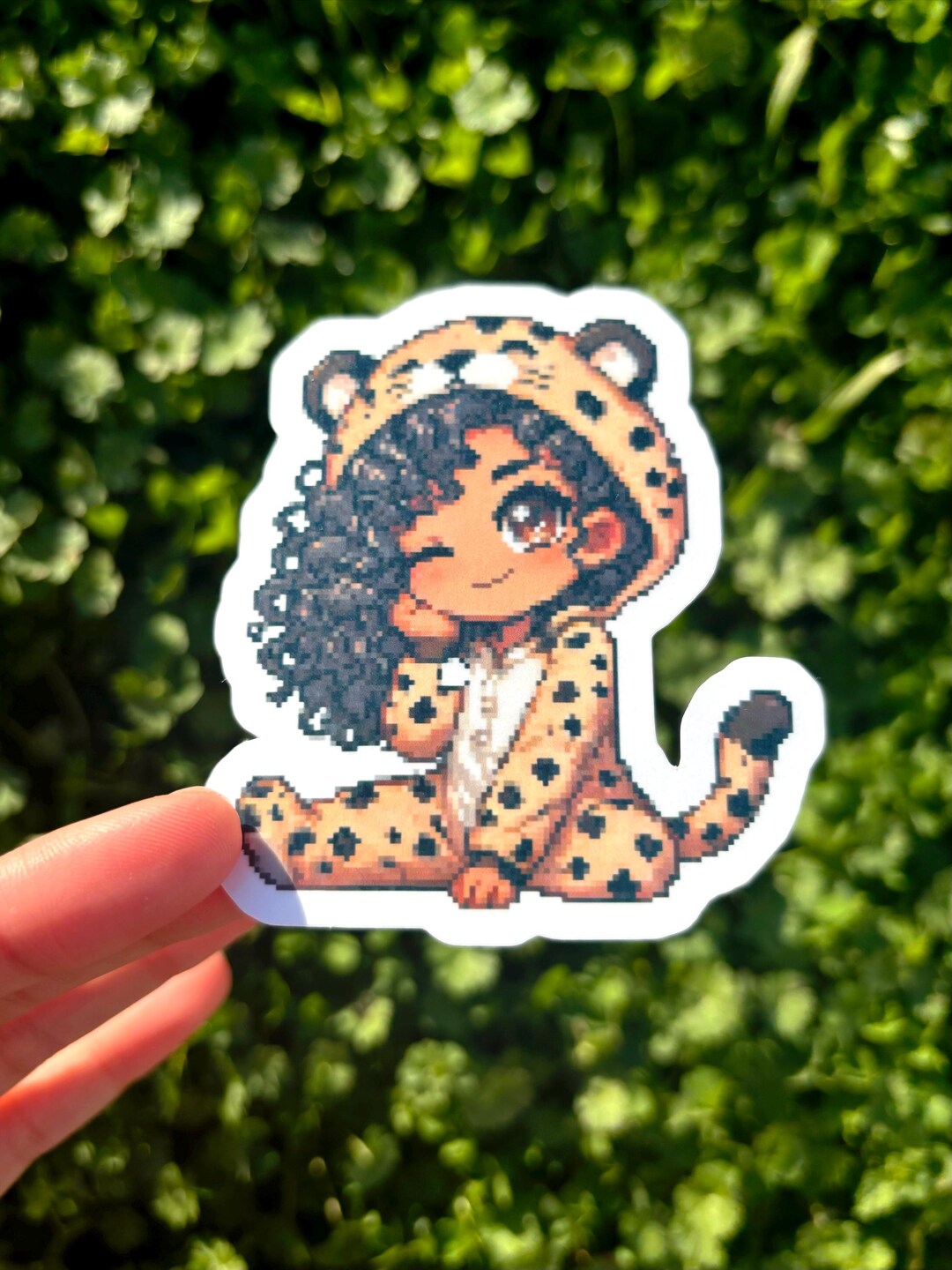 Chibi Cheetah Girl Sticker - Holographic Cheetah Sticker, Cute Latino ...