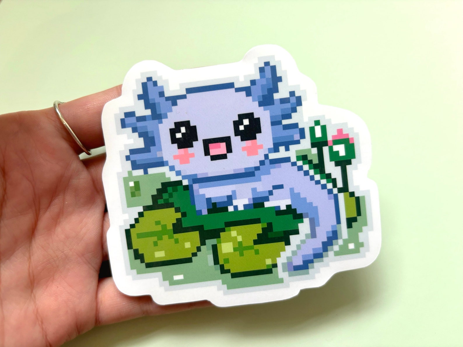 Kawaii Pixel Art Axolotl Vinyl Stickers Cute 8 Bit Marine Animals Sea ...