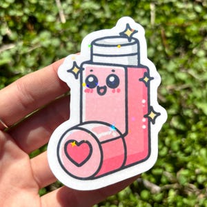 Cute Inhaler Sticker 2 Pack - Kawaii Asthma Sticker Two Set, Funny ...