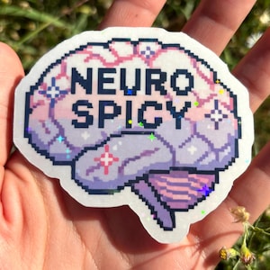 Holographic Neurospicy Vinyl Sticker - Cute Tism Brain Sticker, Kawaii ...
