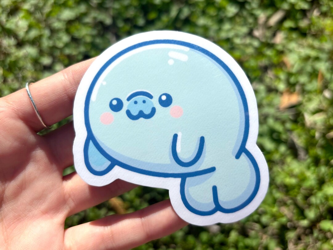 Chibi Manatee Sticker - Kawaii Sea Cow Sticker, Cute Manatee Decal ...