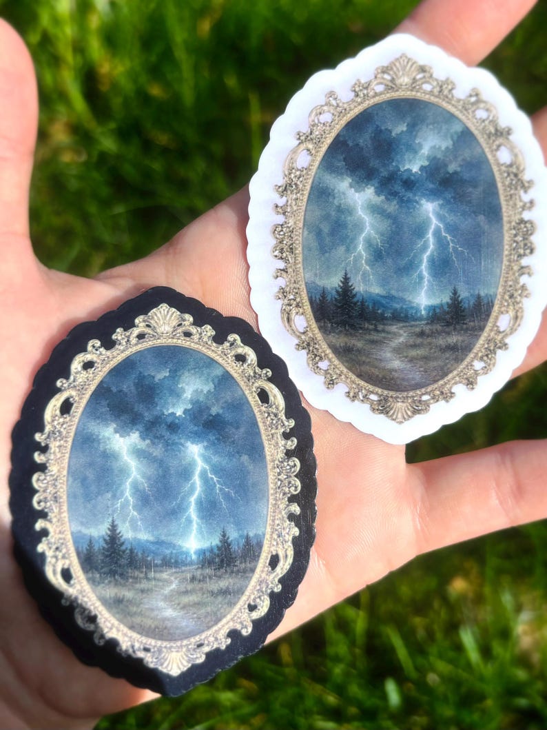 Lightning Storm Sticker: Dark Fantasy Landscape Decal, Gothic Weather ...