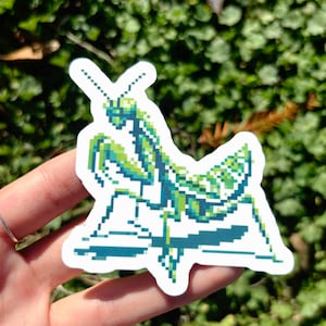 Pixel Art Praying Mantis Sticker - Cute Mantis Sticker, Green Mantid ...
