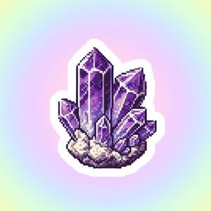 Pixel Art Amethyst Vinyl Sticker - Crystal Cluster Geology Sticker - Etsy