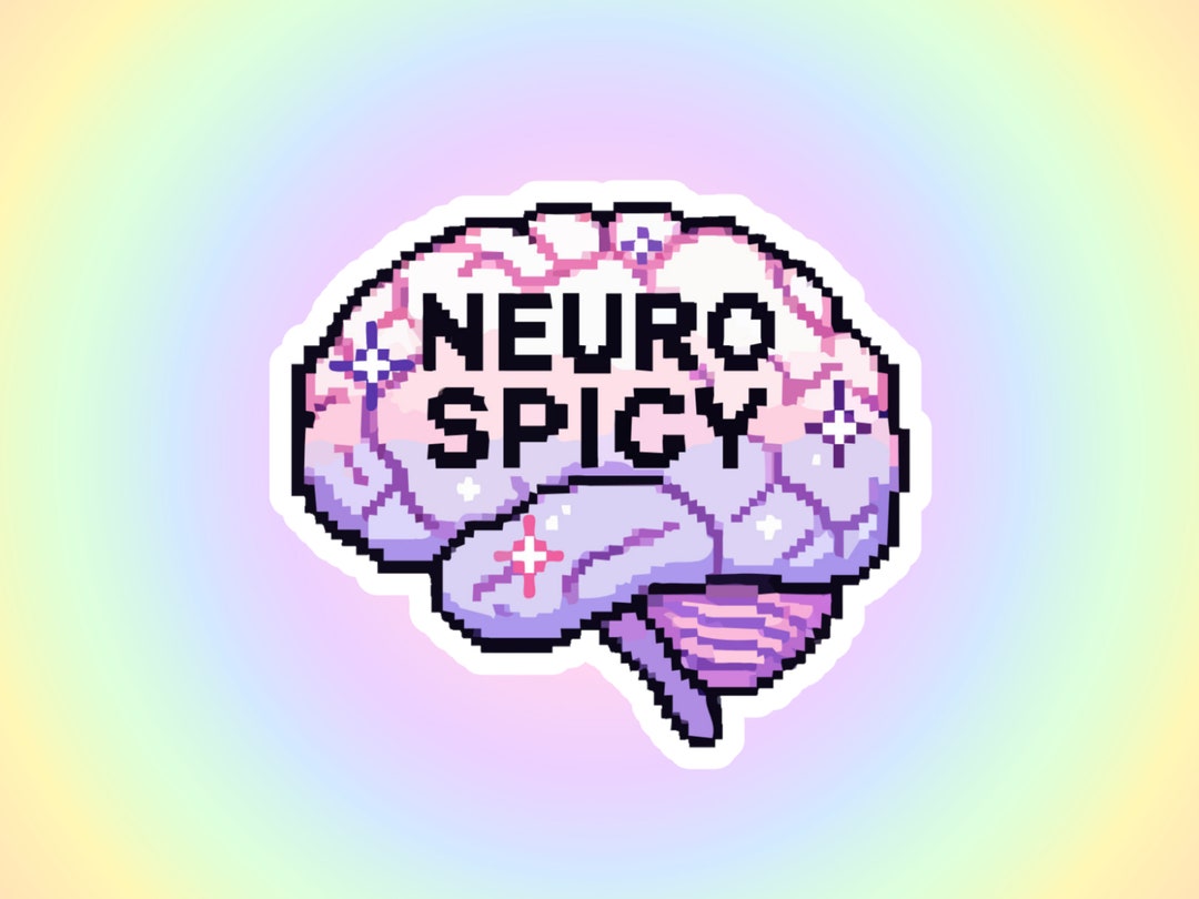 Cute Neurospicy Brain Vinyl Sticker Kawaii Autism, Autistic Awareness ...
