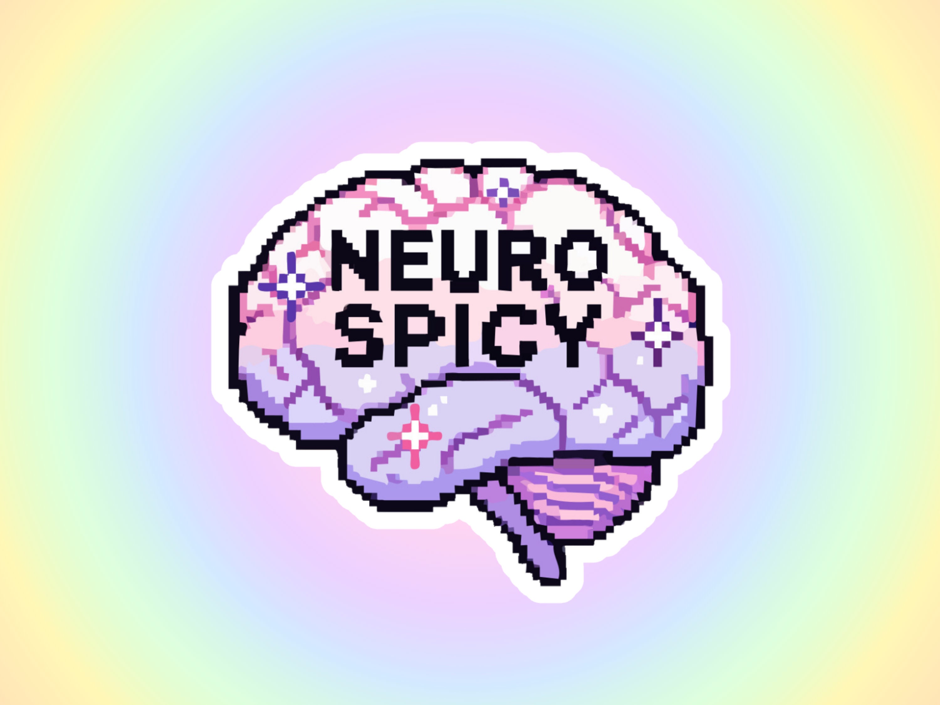 Cute Neurospicy Brain Vinyl Sticker Kawaii Autism, Autistic Awareness ...