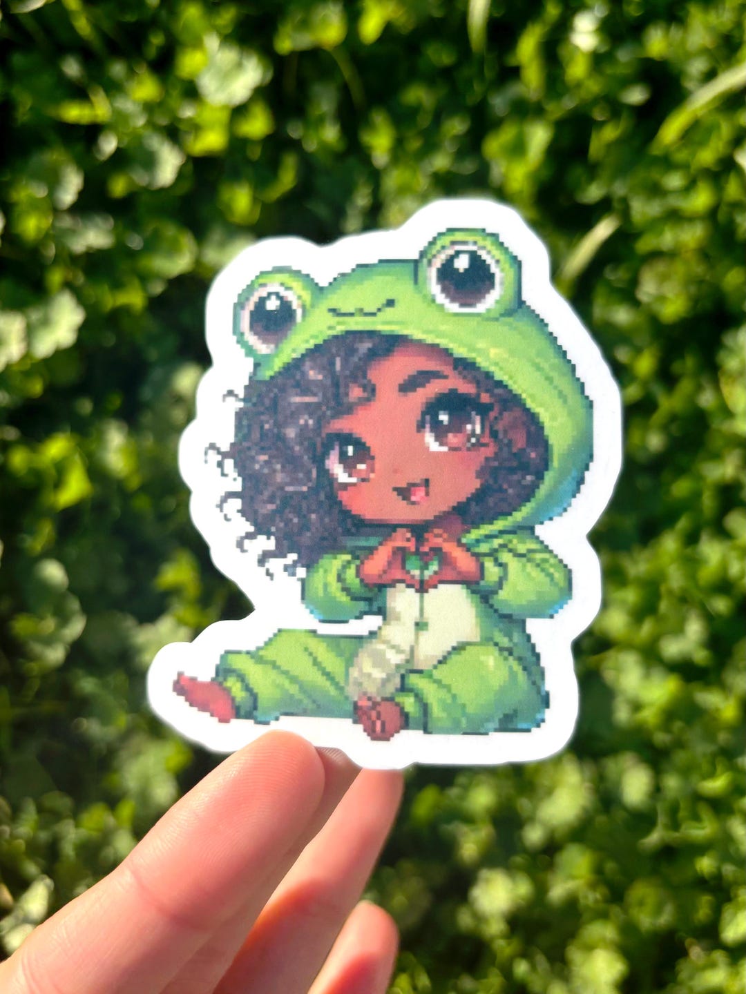 Chibi Frog Girl Sticker - Holographic Chibi Sticker, Kawaii Frog ...