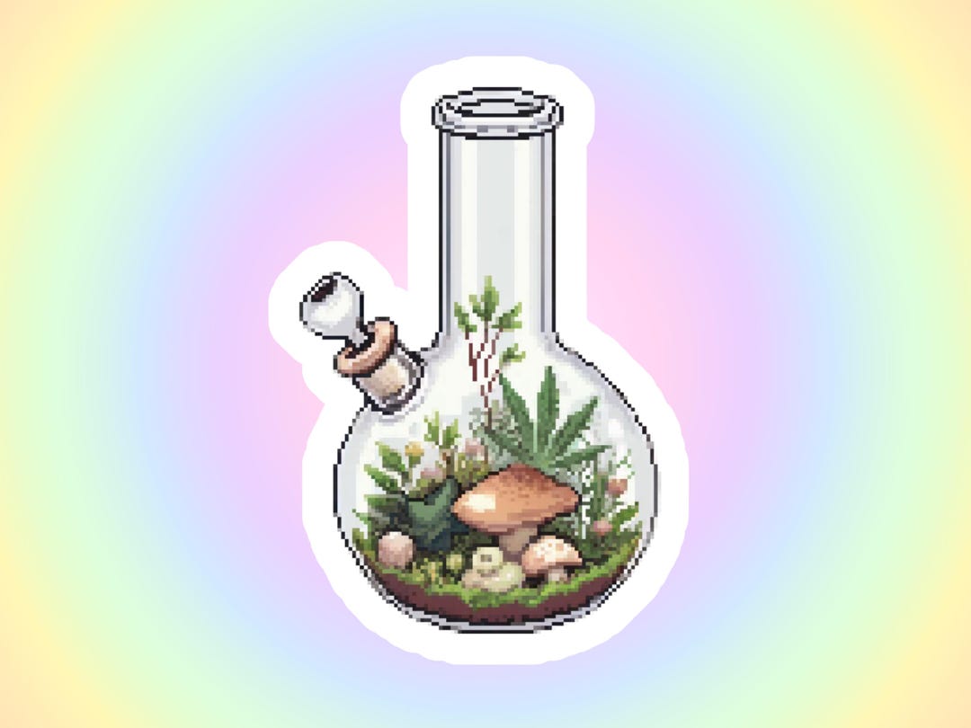 Bong Terrarium Sticker Pixel Art Terrarium Vinyl Decal, Pixelated Mini ...