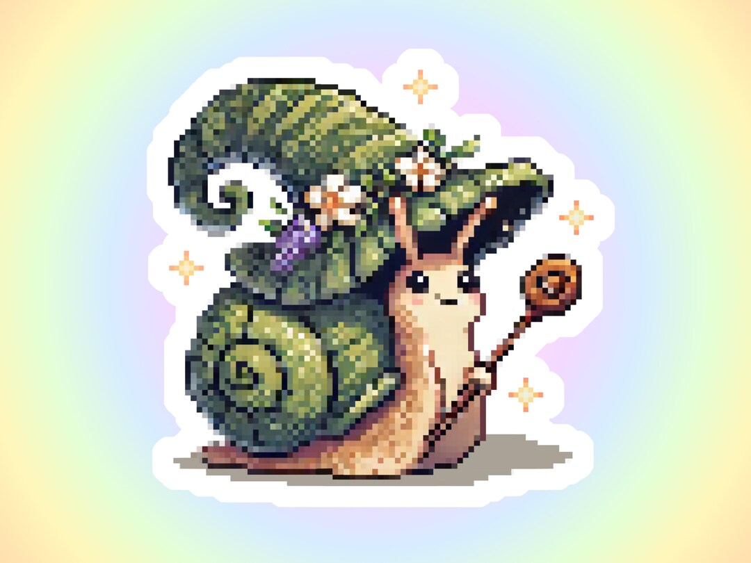 Snail Witch Vinyl Sticker Holographic Snail Sticker, Cute Pixel Art ...