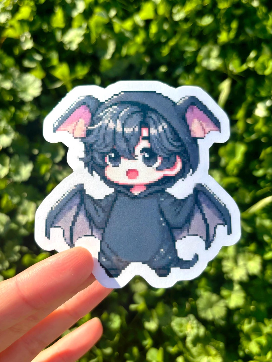 Chibi Bat Boy Sticker - Holographic Chibi Sticker, Kawaii Bat Sticker ...