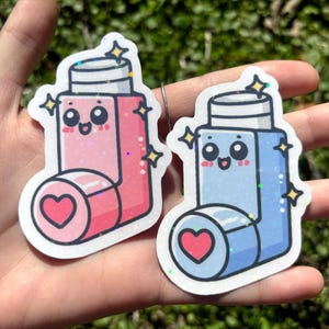 Cute Inhaler Sticker 2 Pack - Kawaii Asthma Sticker Two Set, Funny ...
