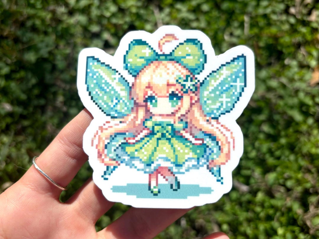 Cute Earth Fairy Sticker - Kawaii Pixel Art Pixie Sticker, Magical ...