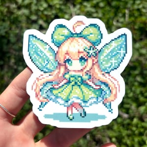 Cute Earth Fairy Sticker - Kawaii Pixel Art Pixie Sticker, Magical ...