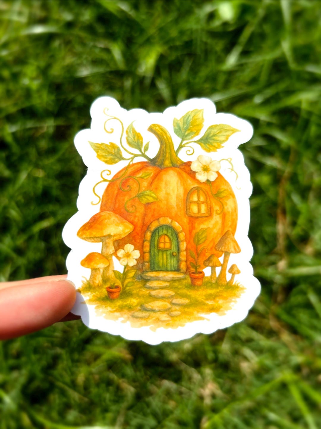 Pumpkin Cottage Sticker - Cottagecore Fruit Sticker, Whimsical Fantasy ...