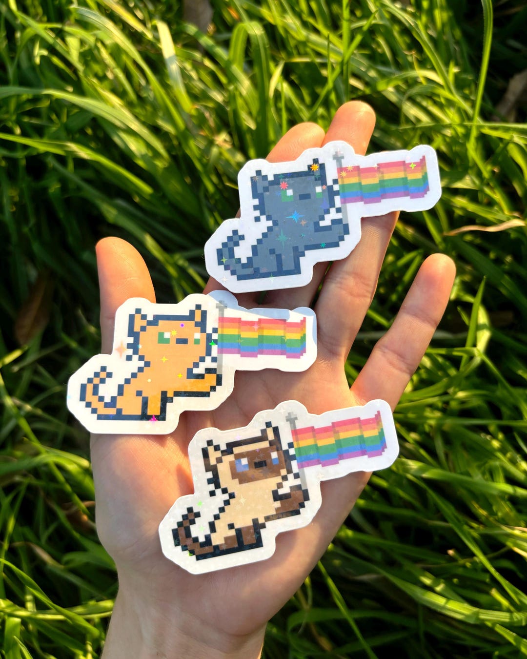 Pride Kitties Sticker Pack - Cute LGBTQ Animal Stickers, Holographic ...