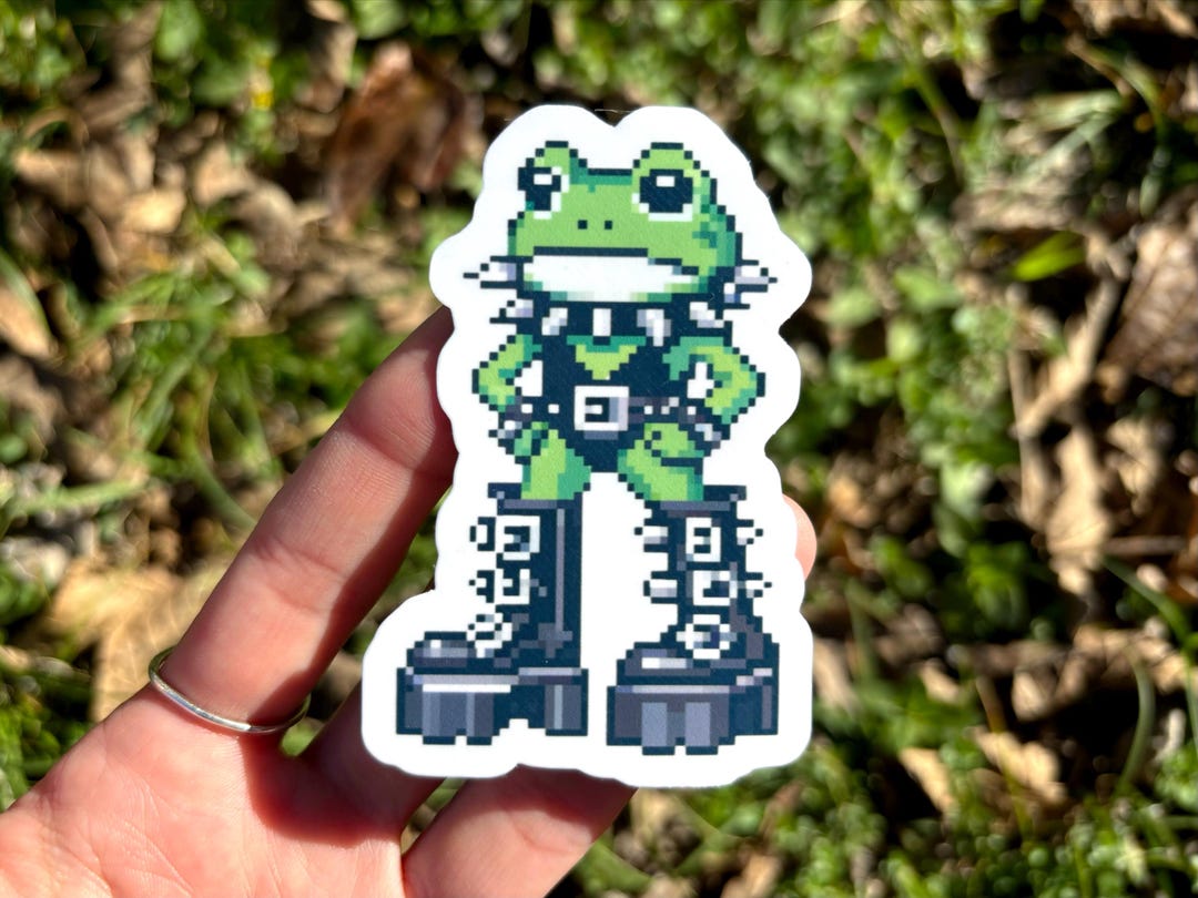 Goth Frog Vinyl Sticker - Holographic Punk Frog Sticker, Cute Queer ...