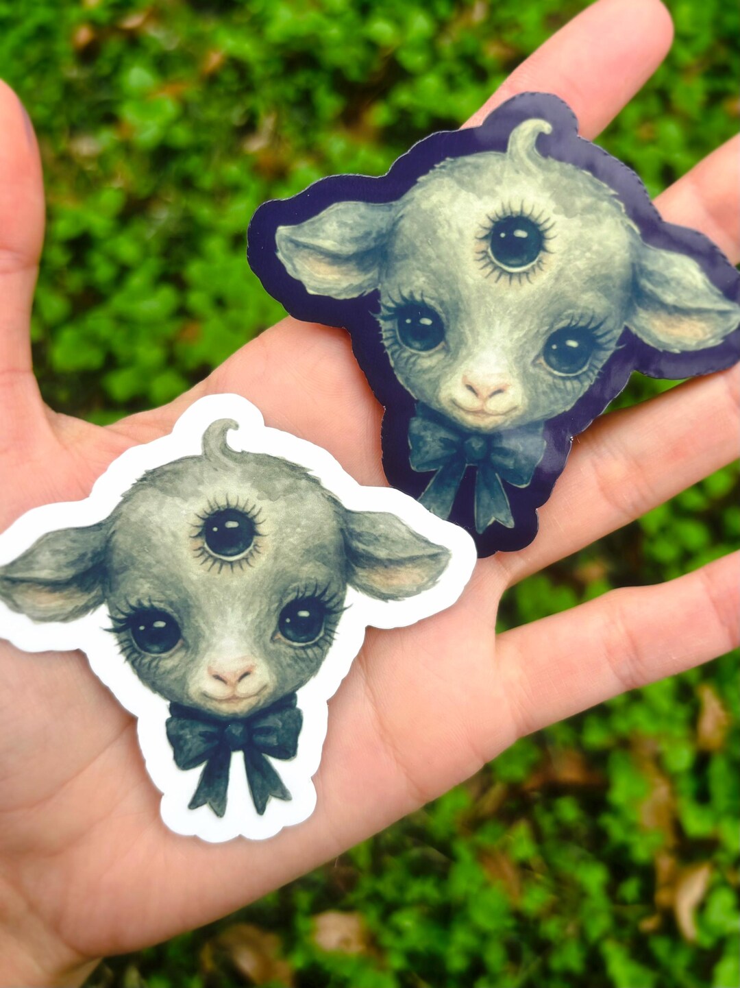 Three Eyed Grey Goat Sticker Pack: Creepy Cute Animal Sticker Set ...