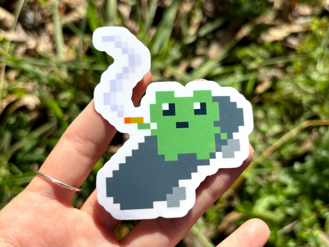 Skater Boy Froggy Sticker - Pixel Art Skateboarding Frog Smoking ...